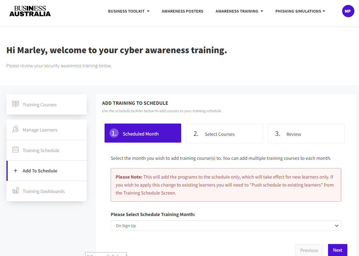 Adding Additional Courses – My Business