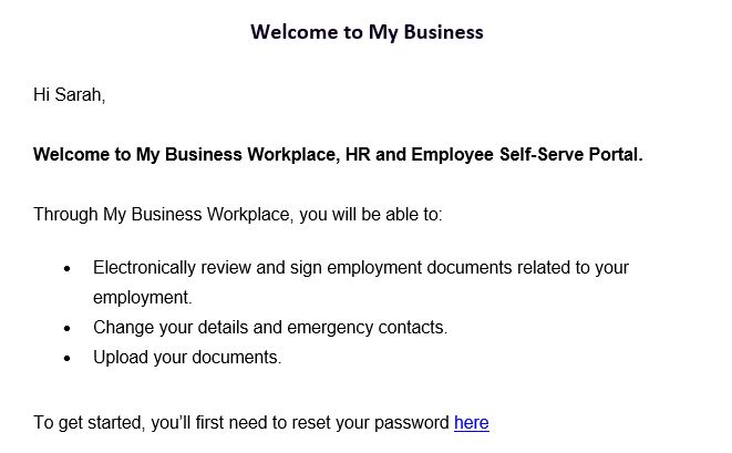 Signing in to Workplace – My Business